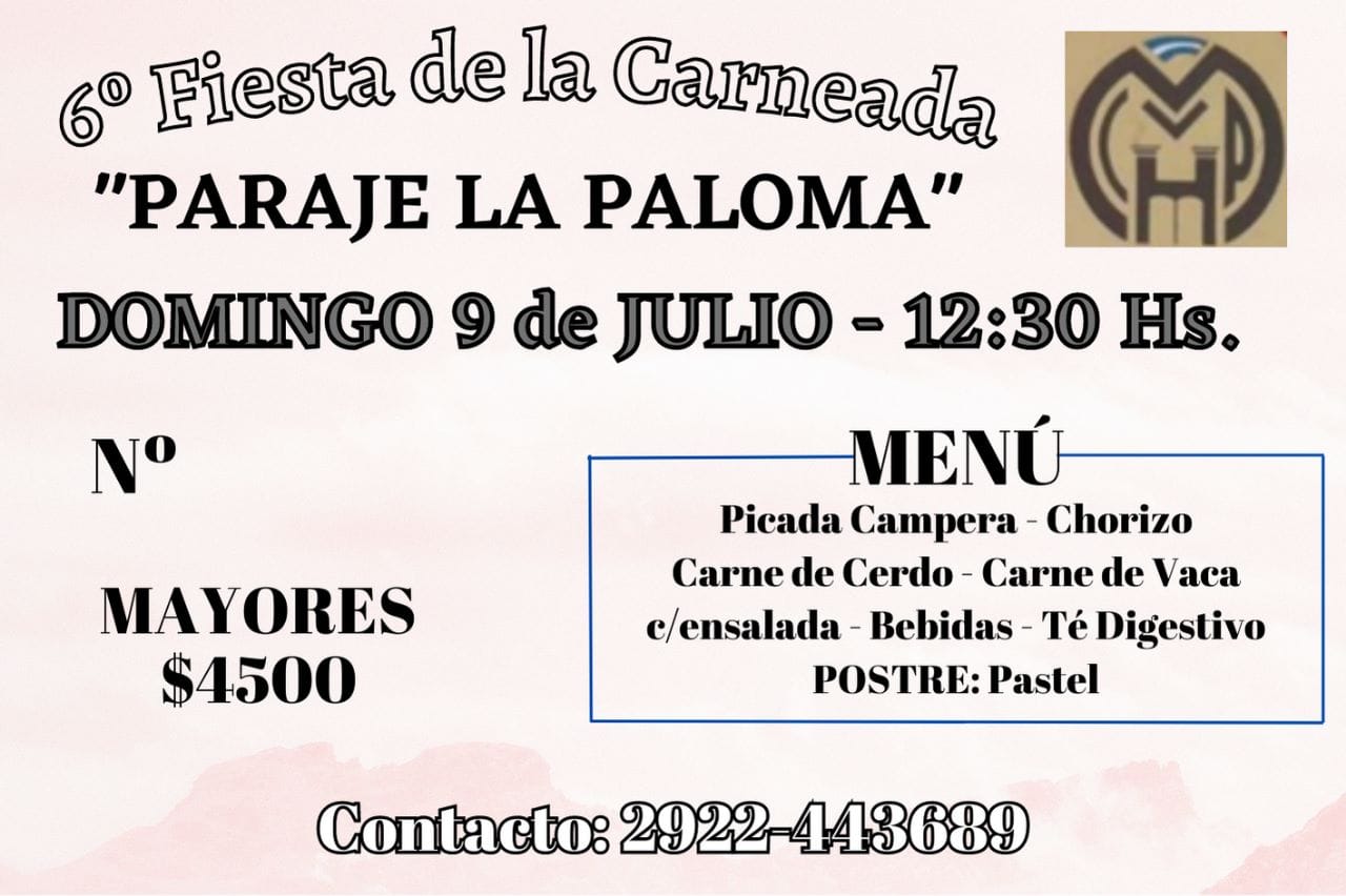 Se viene la 6° Fiesta de la Carneada en el Paraje “La Paloma”
